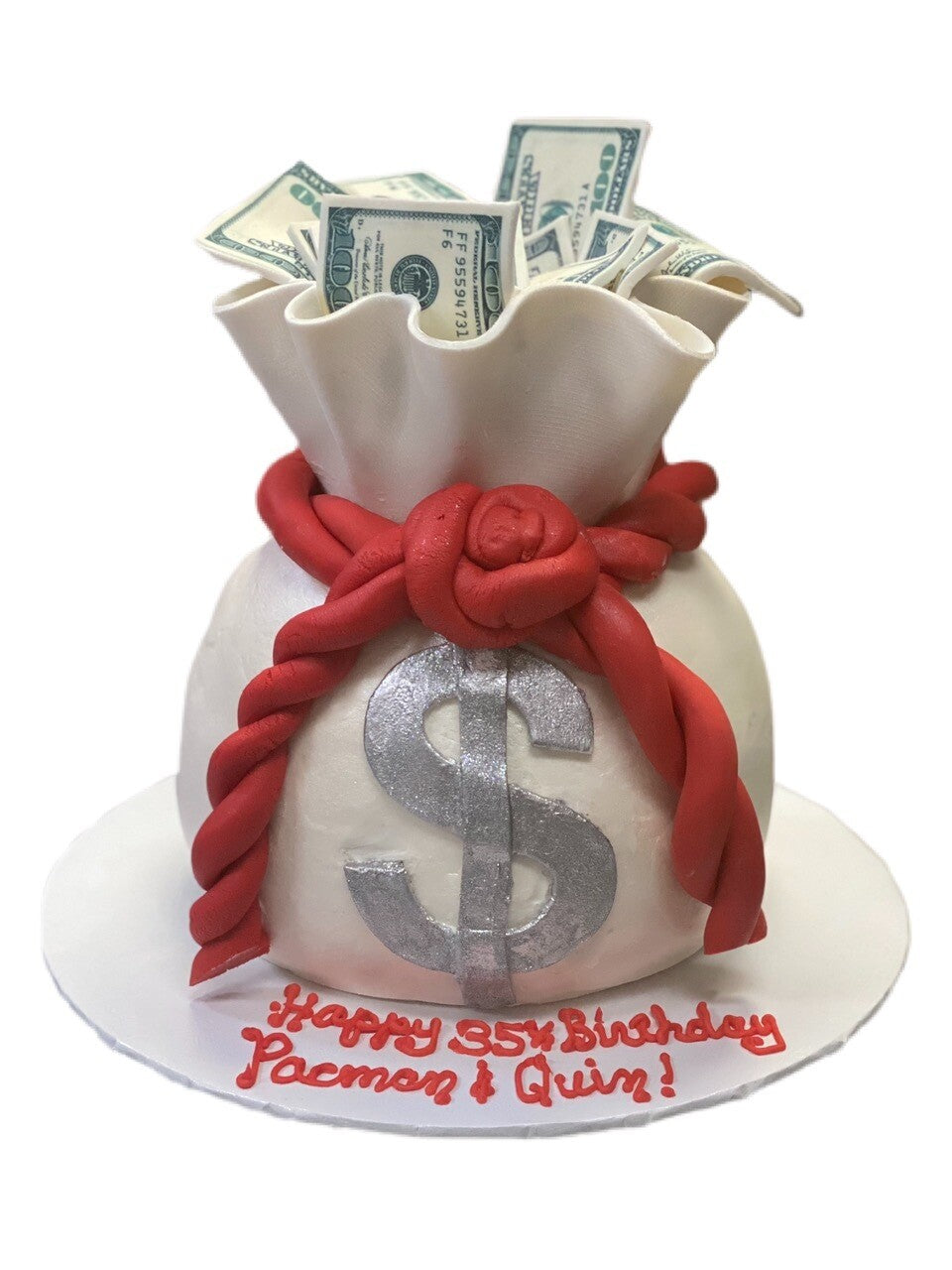 Money bag cake store